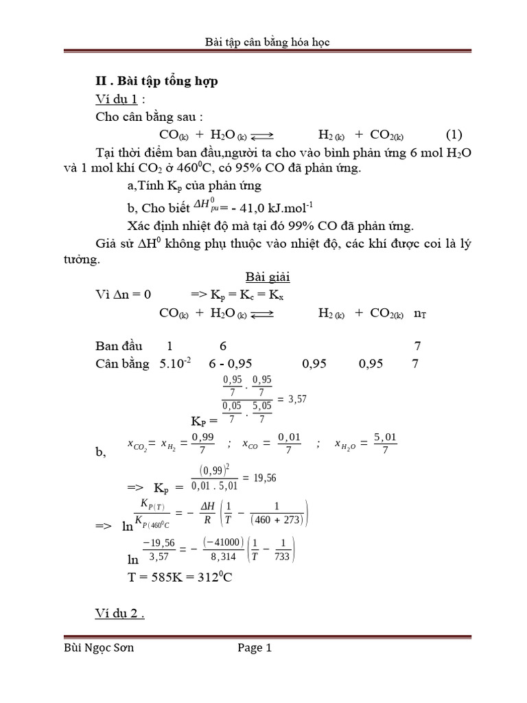Bai Tap Can Bang Hoa Hoc Dang Tong Hop | PDF