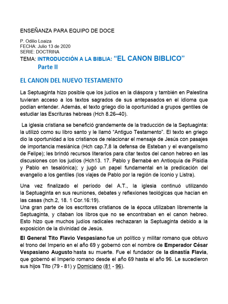 Canon Biblico Del N. T. | PDF | Biblia | Jesús
