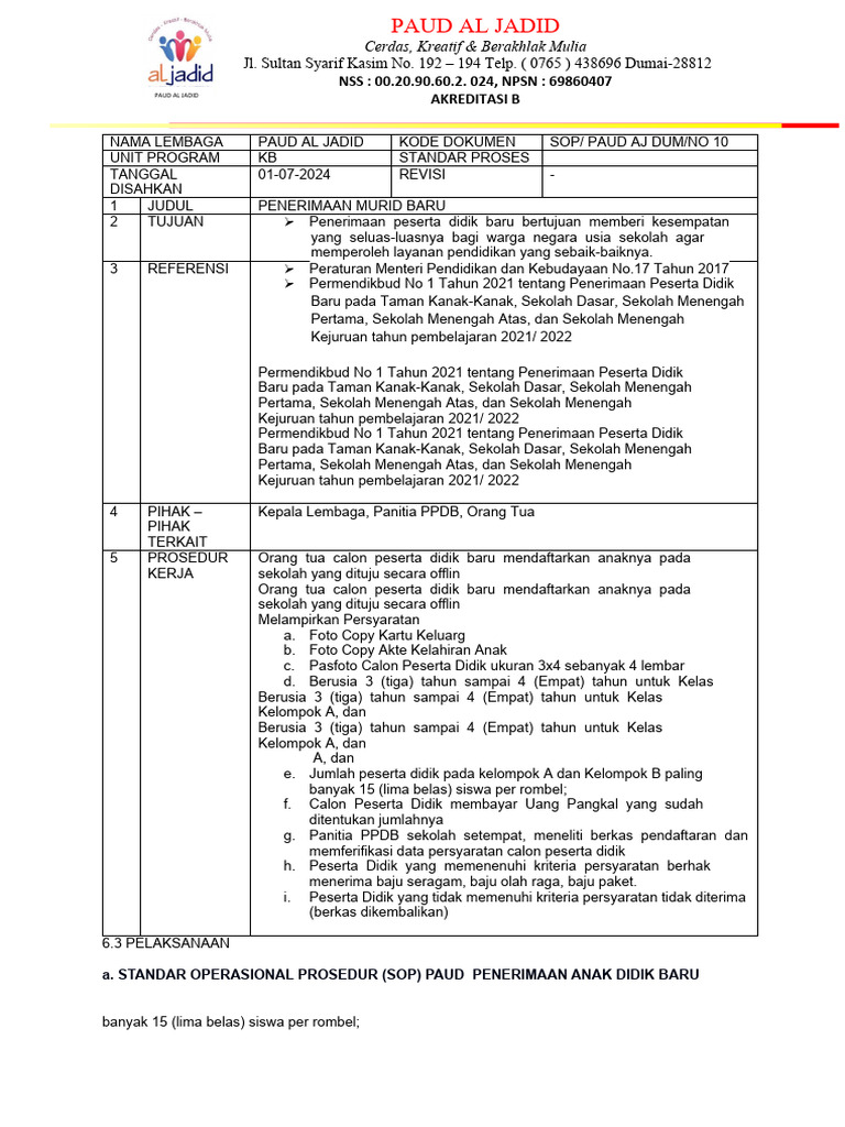 Kop Surat PAUD | PDF
