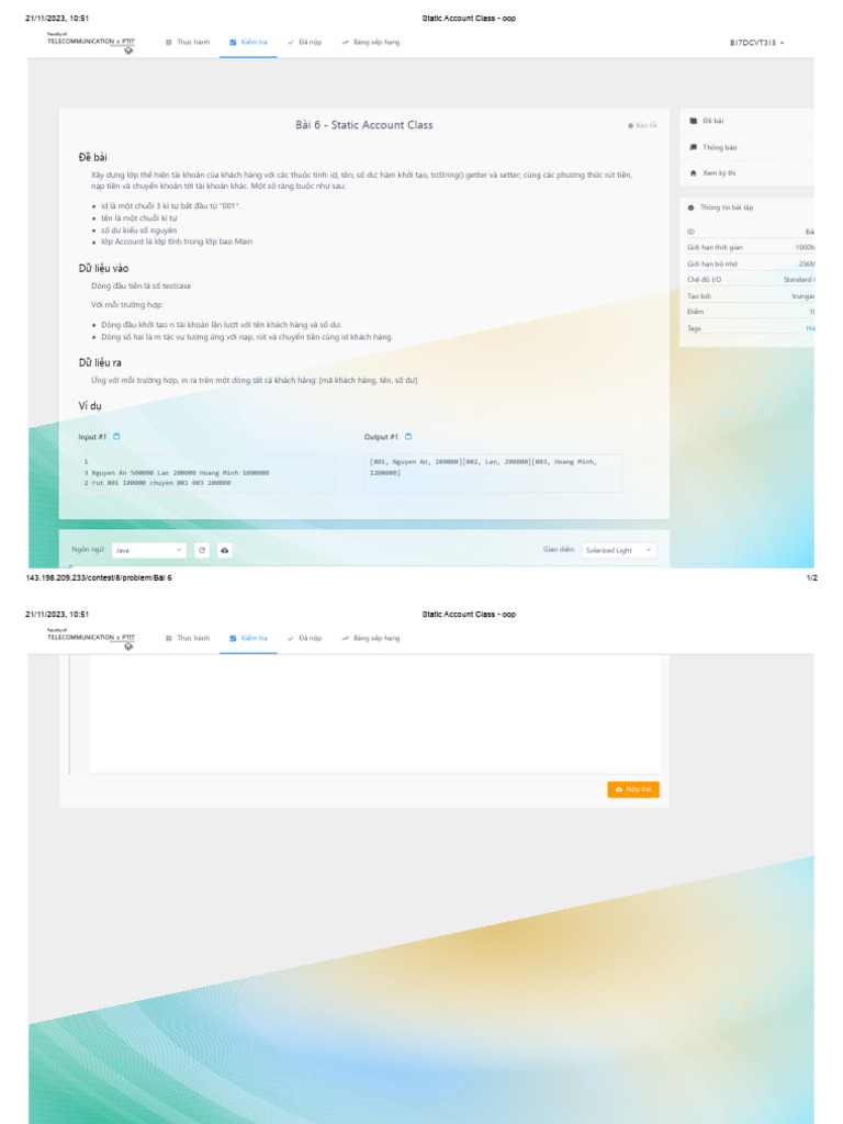 Static Account Class - Oop | PDF