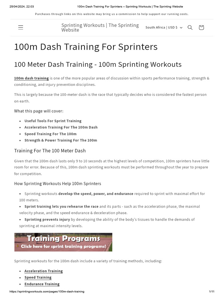 100m Dash Training For Sprinters – Sprinting Workouts _ The Sprinting ...