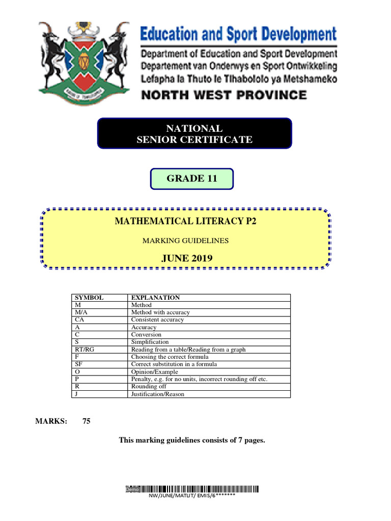 Grade 11 Math Literacy Guide | PDF