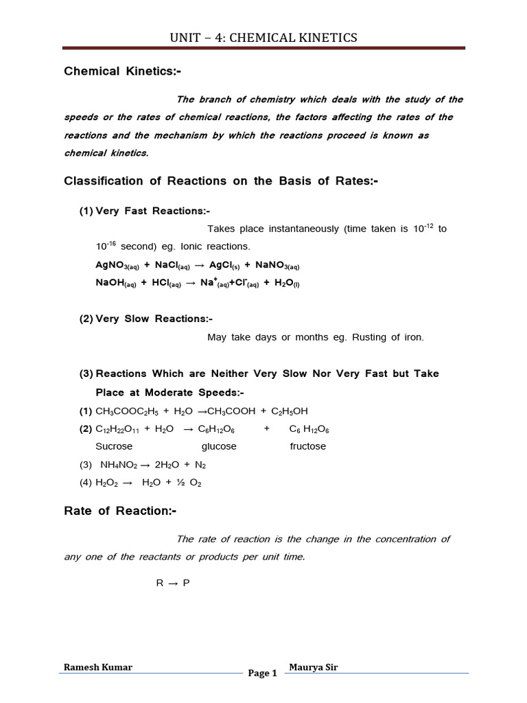 UNIT | PDF | Reaction Rate | Activation Energy