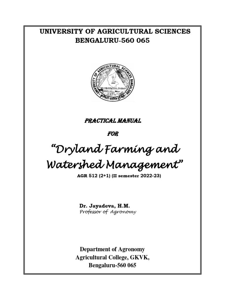 Dryland Farming & Watershed Manual | PDF | Seed | Evapotranspiration