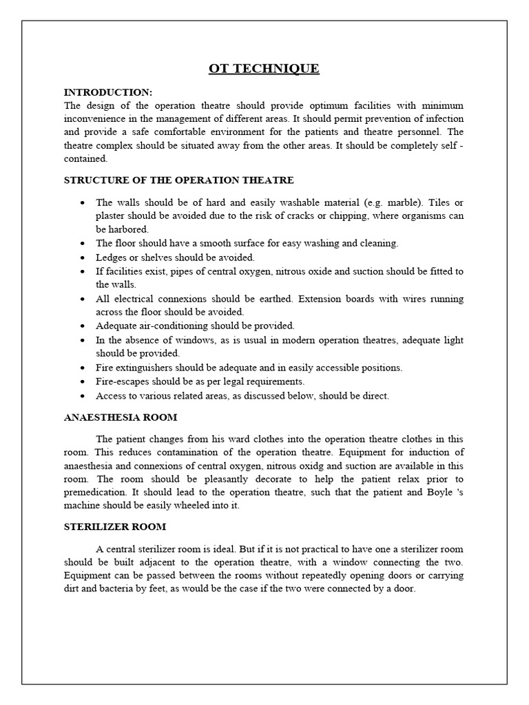 Ot Techniquefn | PDF | Sterilization (Microbiology) | Surgery