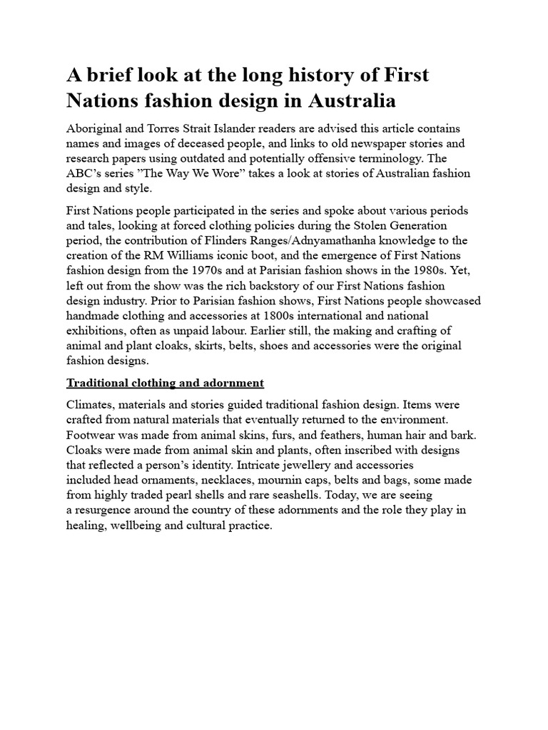 A Brief Look at The Long History of First Nations Fashion Design in ...