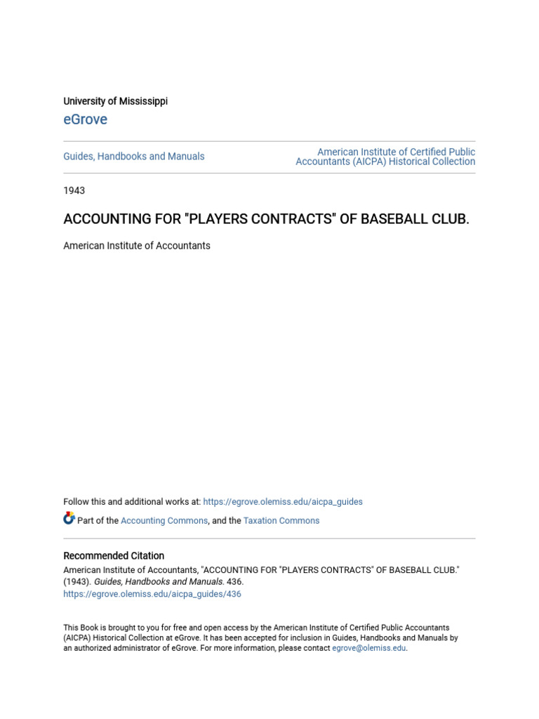 Accounting For Players Contracts of Baseball Club. | Download Free PDF ...