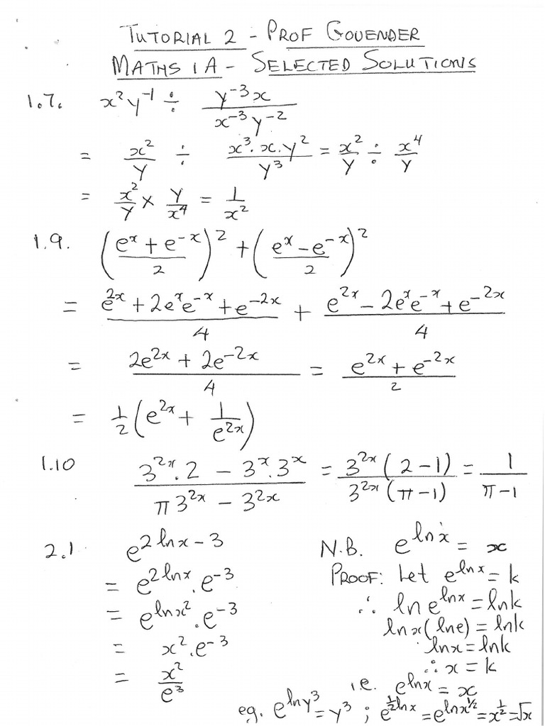 Tutorial 2 - Selected Solutions | PDF