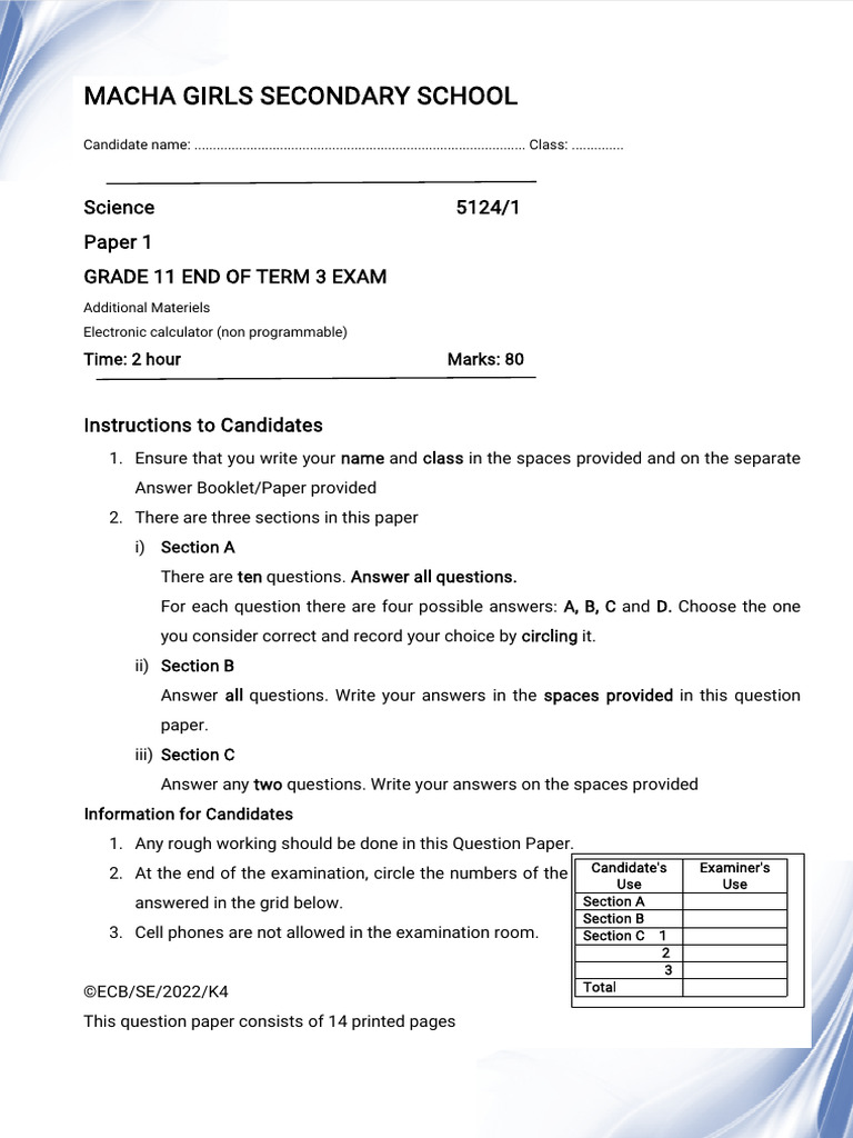 Grade 11 science paper 1 (1) | PDF | Sound | Waves
