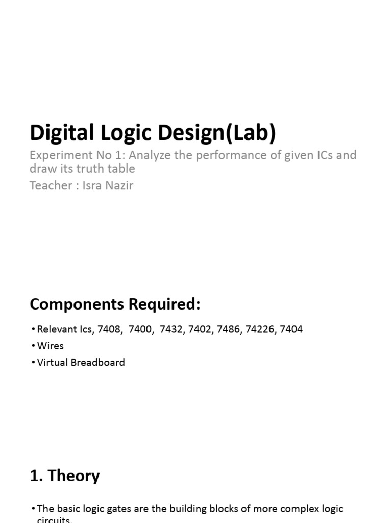 Lab Task123pptm Pdf Logic Gate Electronic Circuits 