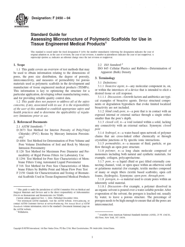 ASTM--F2450-2004 | PDF | Confocal Microscopy | Porosity
