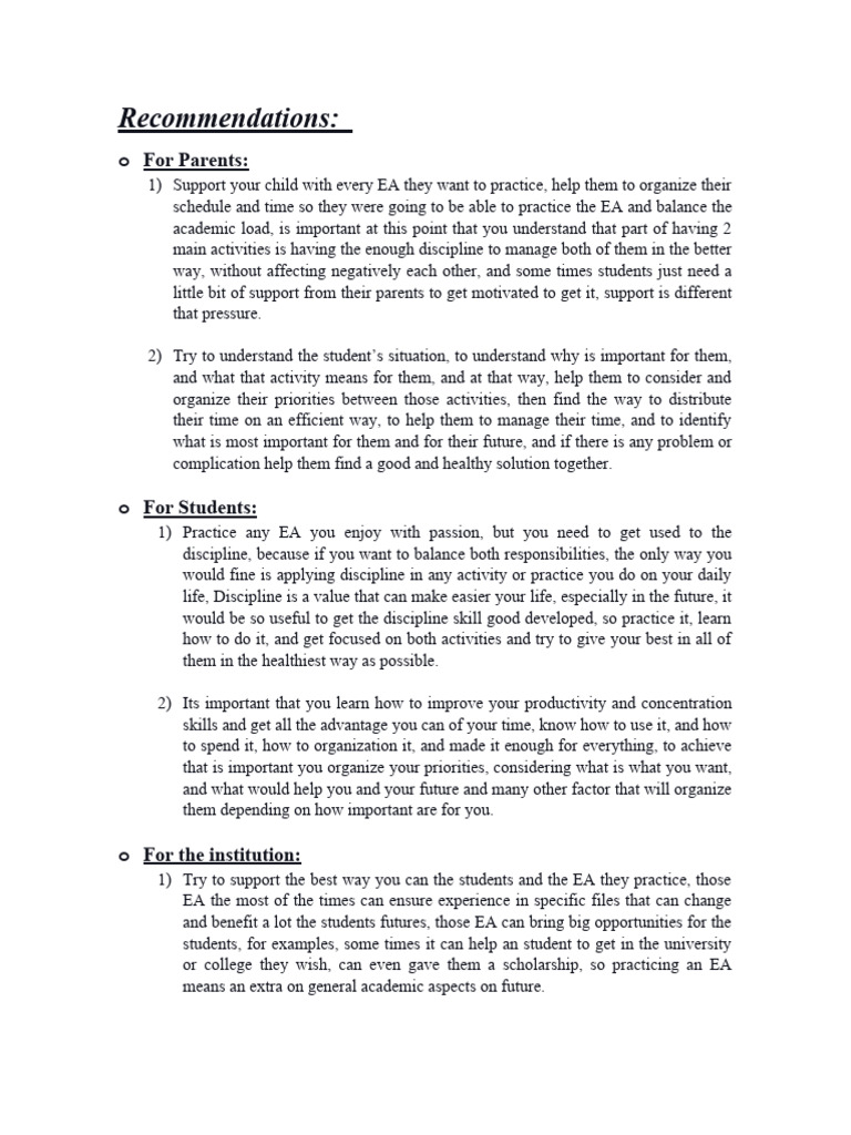 Recommendations | PDF | Disciplines | Psychological Concepts