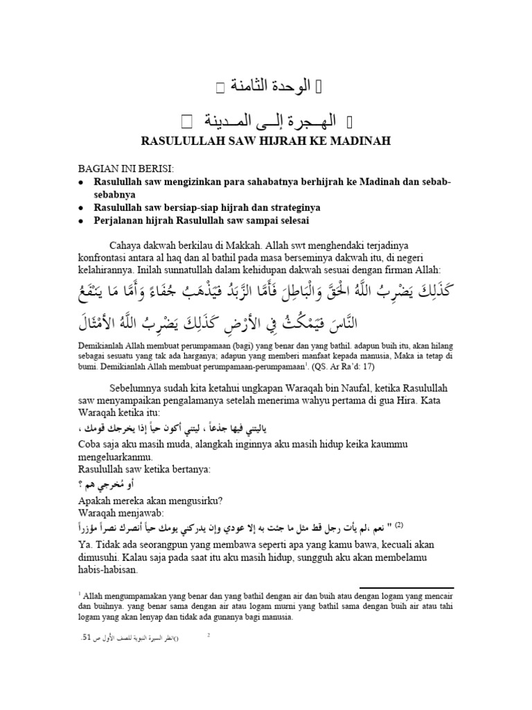 Hijrah Rasulullah Saw Ke Madinah | PDF