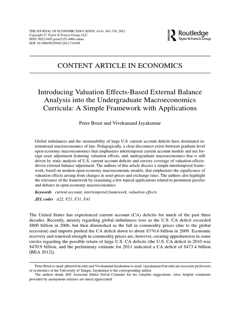 Introducing Valuation Effects-Based External Balance Analysis | PDF ...