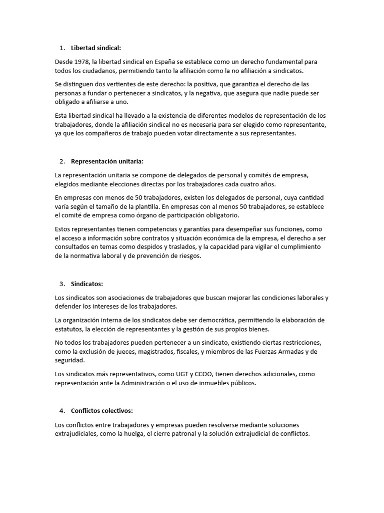 Resumen Tema 6 FOL | PDF | Sindicato | Derecho laboral