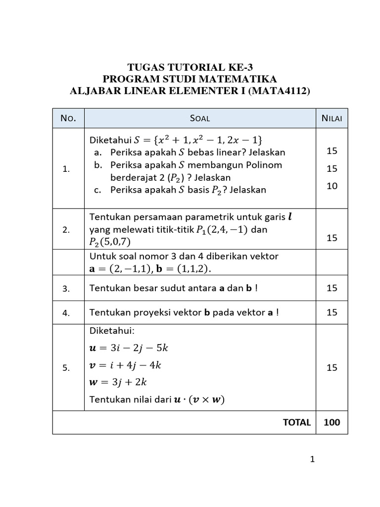 Tugas 3 Aljabar Linear Elementer | PDF