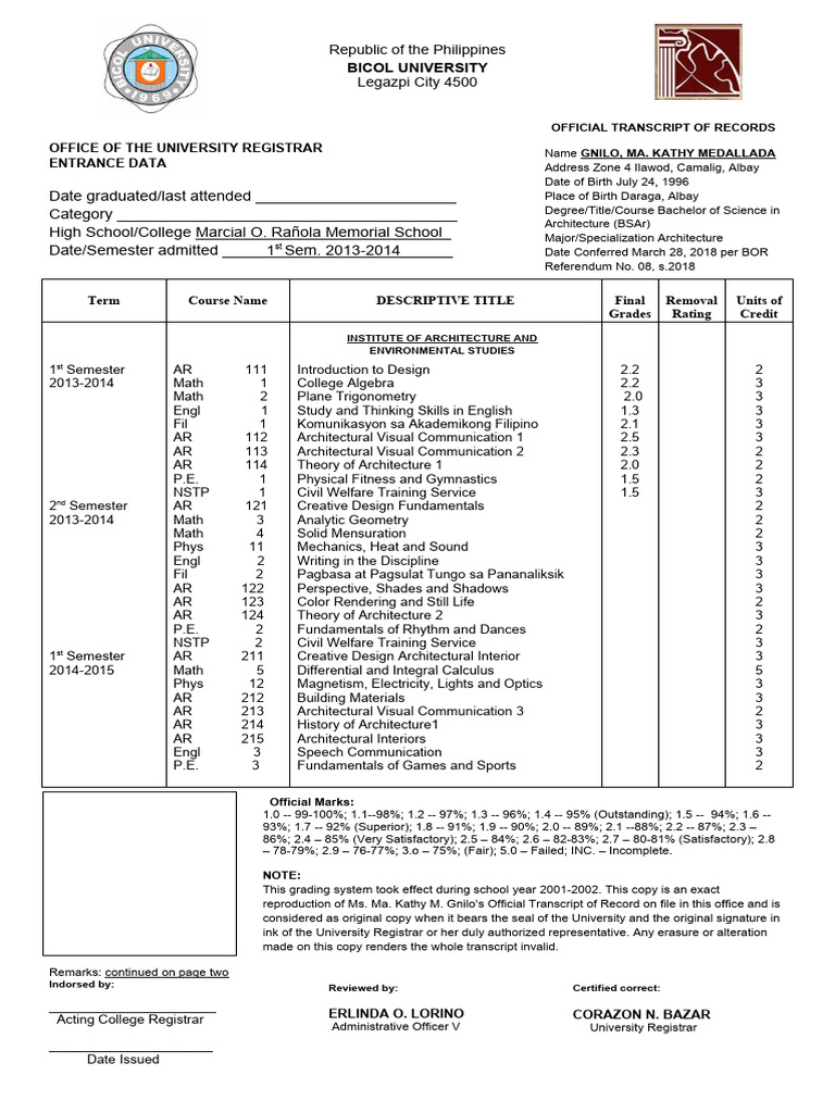 Transcript of Records Kathy | PDF | Mathematics | Science