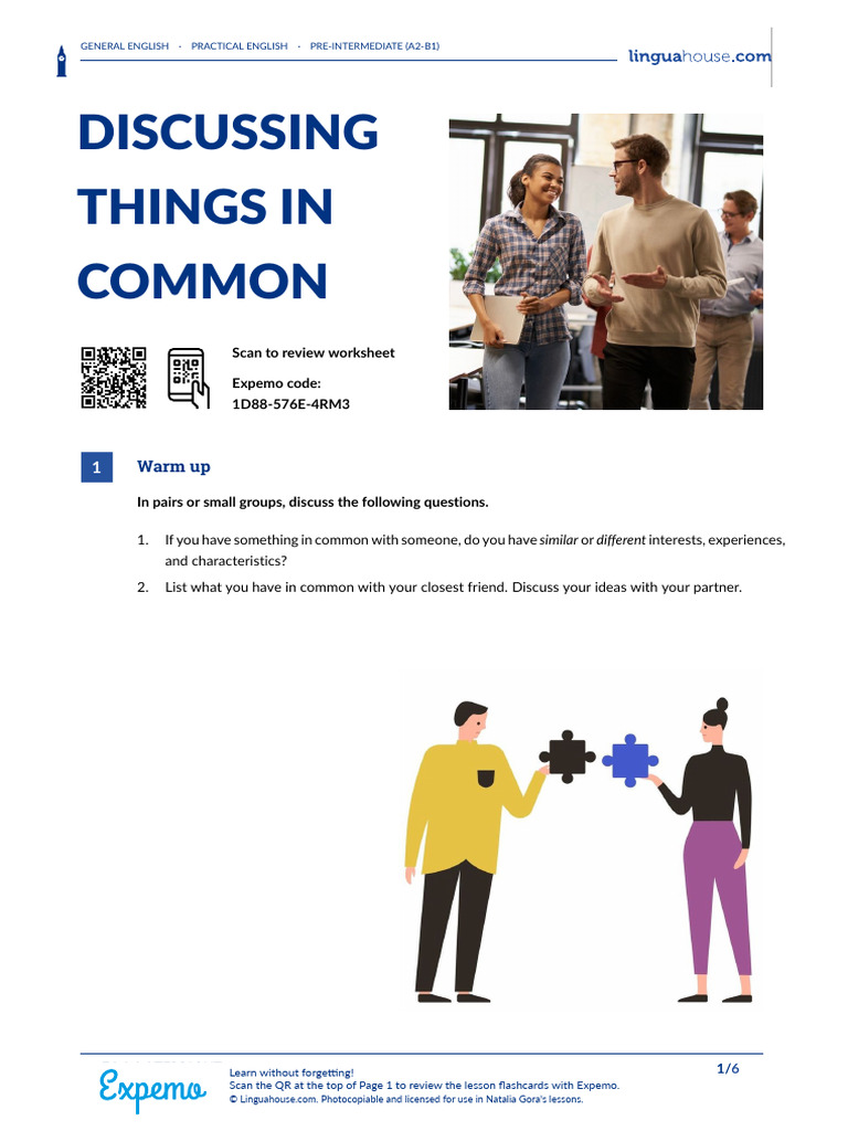 Discussing Things in Common British English Teacher | PDF | Vocabulary ...
