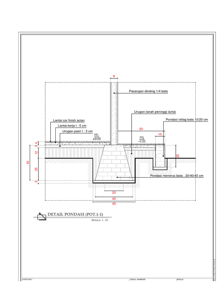 Detail Pondasi Rollag Bata Teras | PDF
