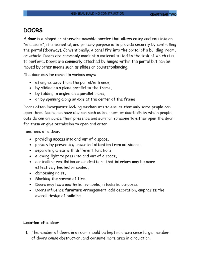 Craft Year 2 GBC Notes | PDF | Window | Door