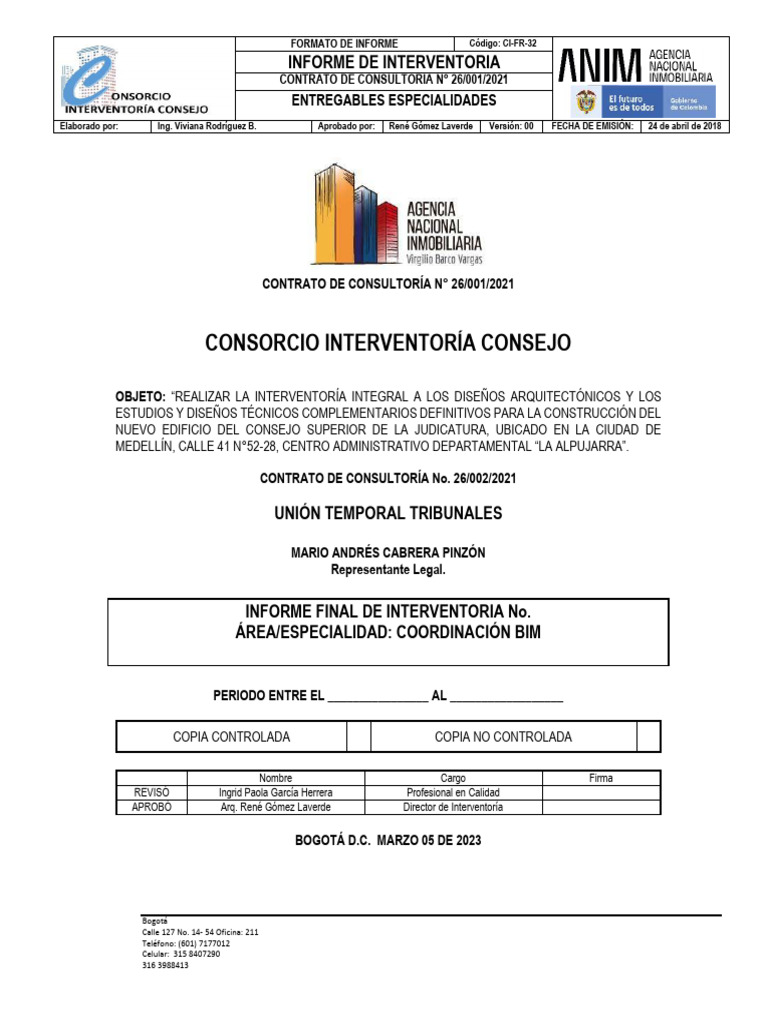 Informe Final Interventoría BIM | PDF | Bogotá