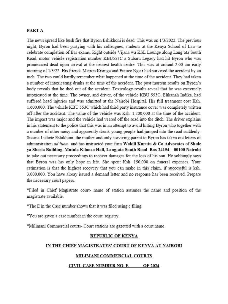 Plaint and Statement of Defence Assignment | PDF | Lawsuit | Negligence