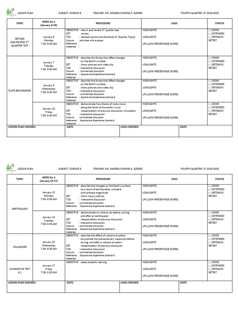 SCIENCE 6 | PDF | Lesson Plan | Volcano