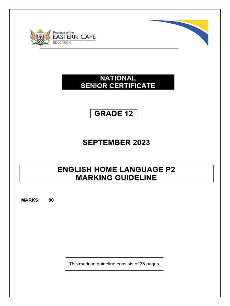 English HL p2 Memo Gr12 Sept 2023 | PDF