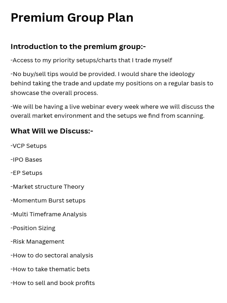 Premium Trading Group Plan Overview | PDF