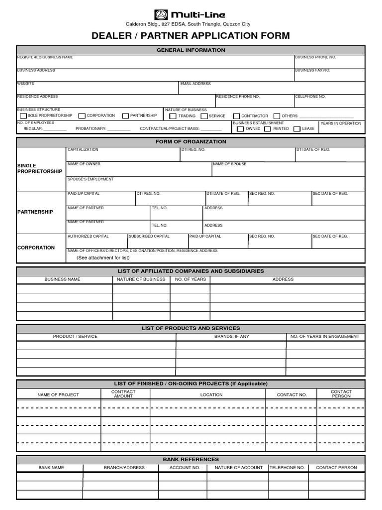 dealer partner application form NEW | PDF | Sole Proprietorship | Economies