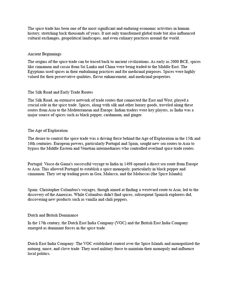 The Spice Trade Has Been One of The Most Significant and Enduring ...