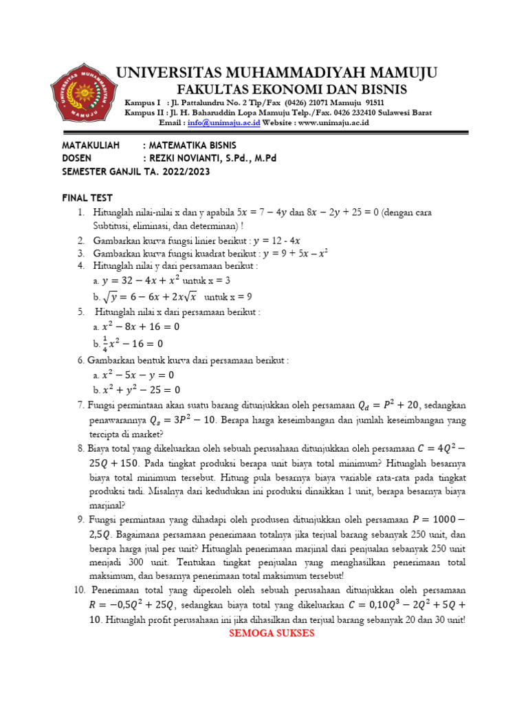 1399 1673335986 Final Test Matbis 2023 | PDF | Komputer