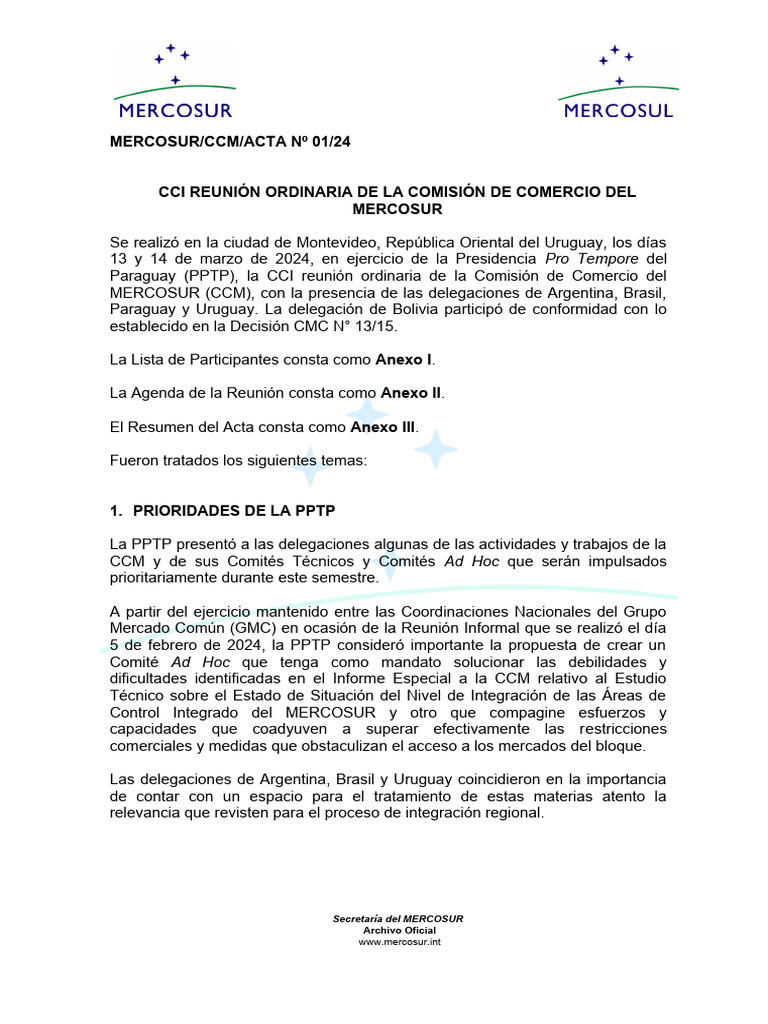 CCM - 2024 - Acta01 - Es - Cci Final | PDF | Negocios | Finanzas y dinero