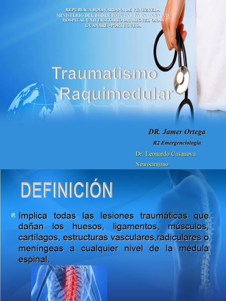 traumatismo raquimedular. | PDF | Lesión de la médula espinal | Choque ...
