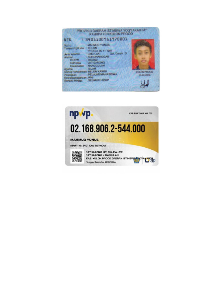 KTP & NPWP - Mahmud Yunus | PDF