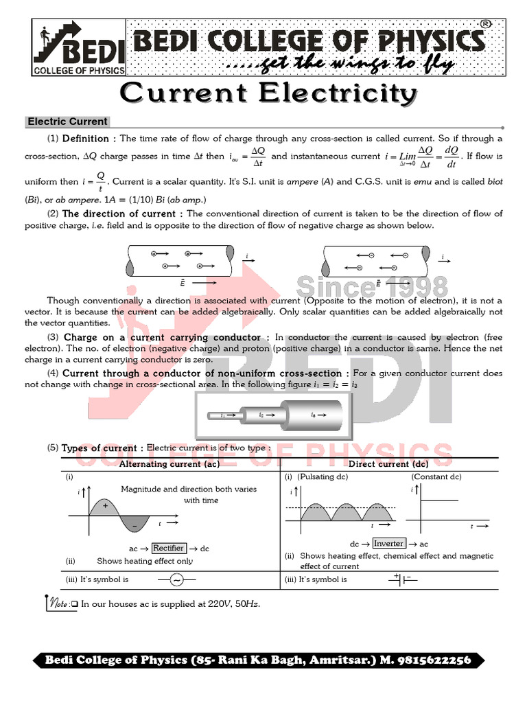 Understanding Electric Current Basics | PDF | Electrical Resistivity ...