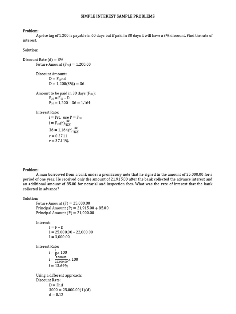 Sample Problems Interest | PDF | Interest | Interest Rates