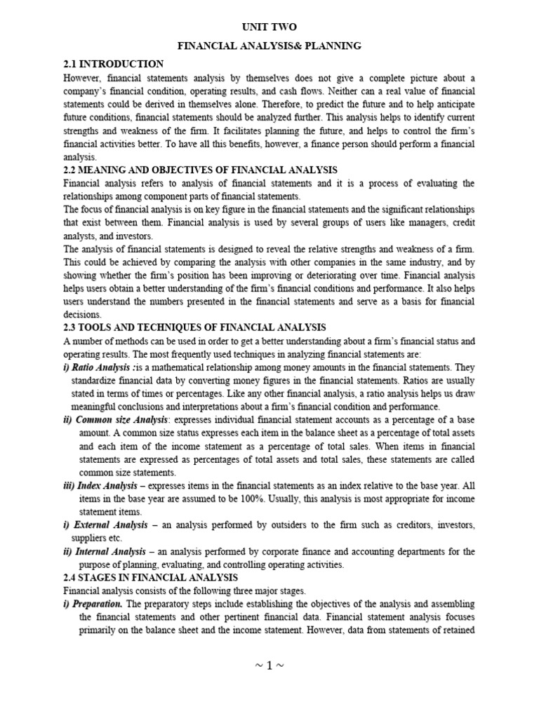 Unit 2 Financial Analysis | PDF | Equity (Finance) | Investing