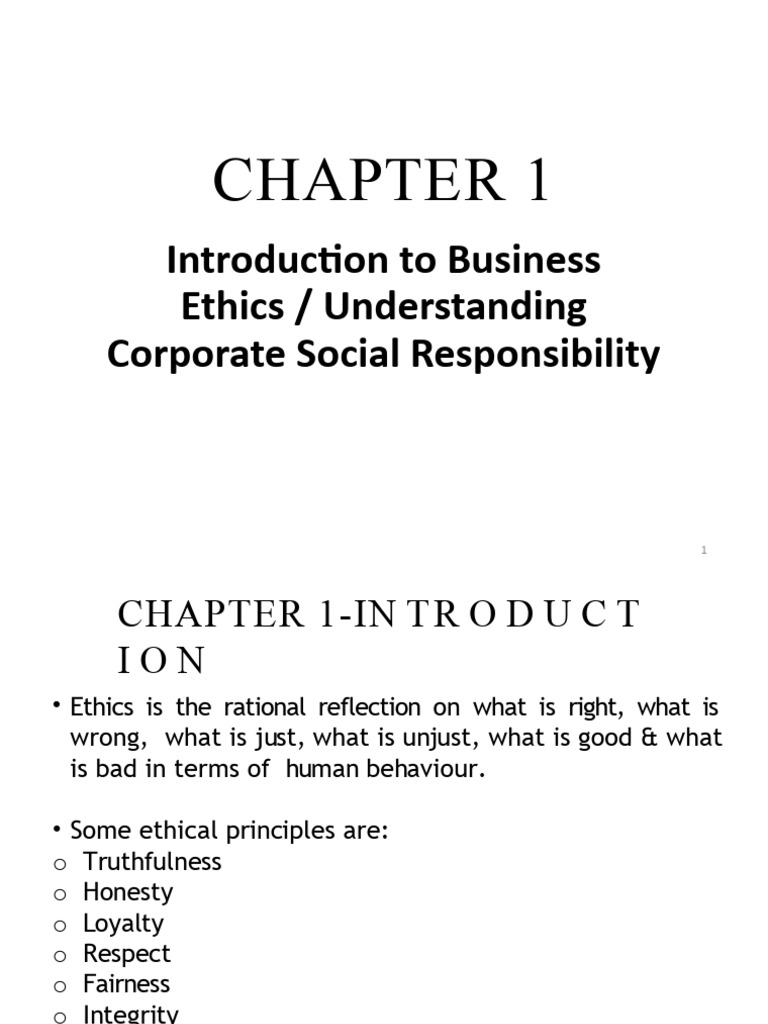 Introduction To Business Ethics / Understanding Corporate Social Responsibility | PDF ...