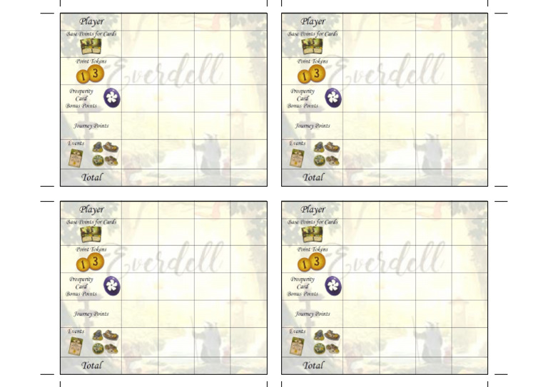 Everdell Scoring Sheet | PDF