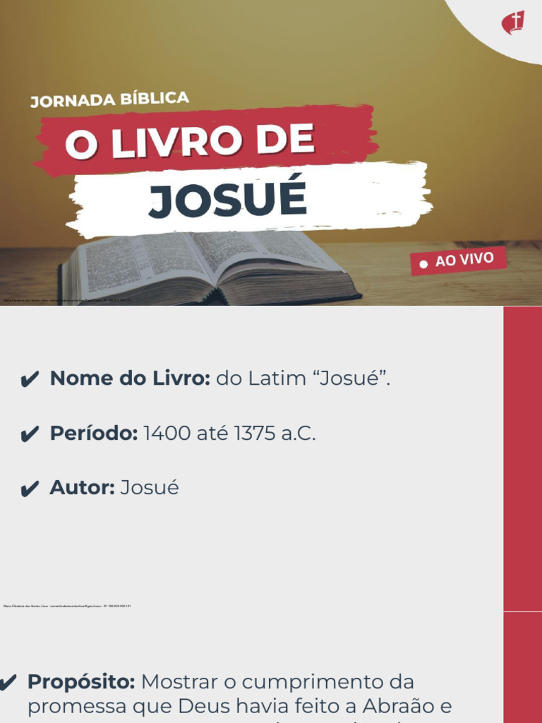 Slide - O Livro de Josué | PDF | Josué | Moisés