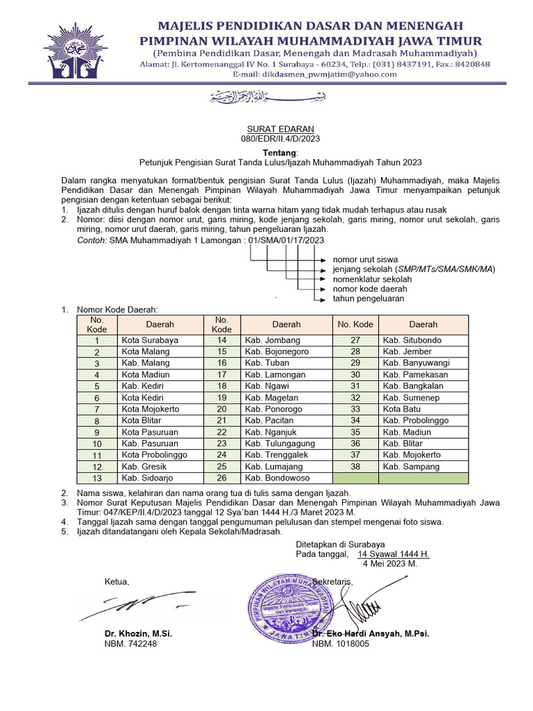 Edaran Pengisian Ijazah 2023 | PDF