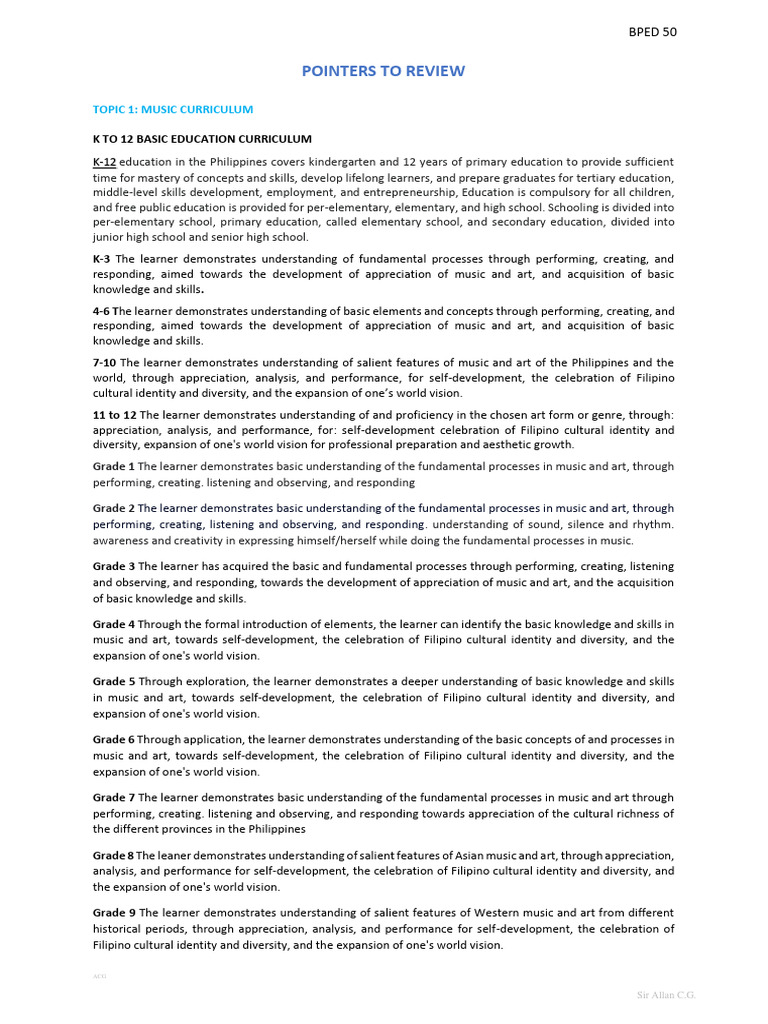 Pointers to Review | PDF | Musical Instruments | String Instruments