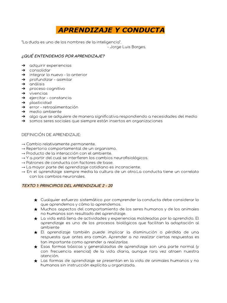 Aprendizaje Y Conducta Pdf Autoeficacia Aprendizaje