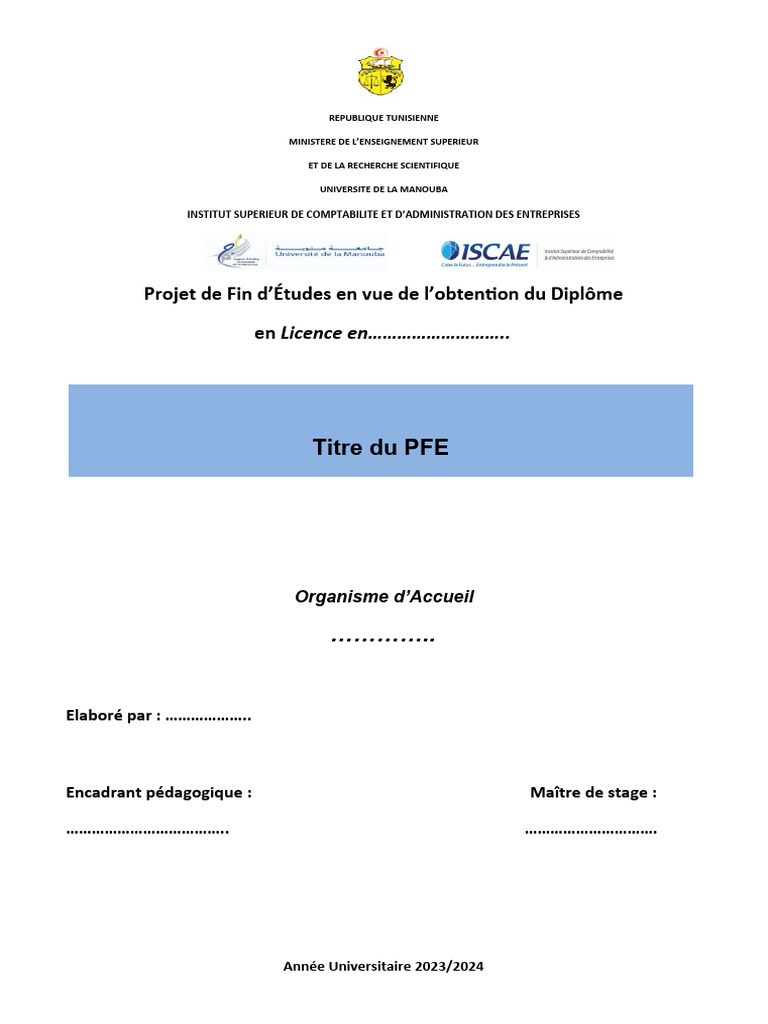 Page de Garde PFE 2024 | PDF