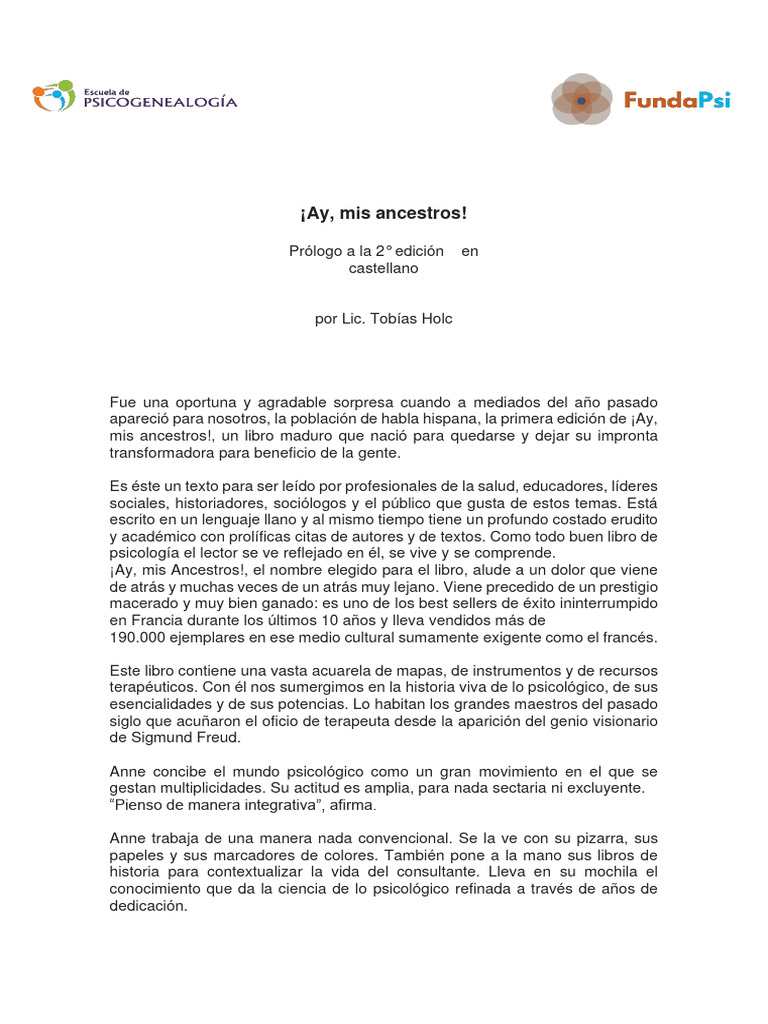 Prologo Ay, Mis Ancestros! | PDF | Sicología