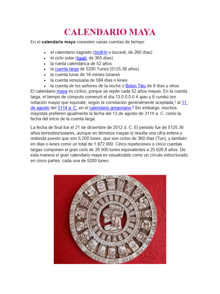 Calendario Maya: Estructura y Significado | PDF | Ciencias sociales ...