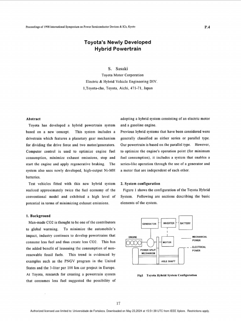 Toyotas Newly Developed Hybrid Powertrain | PDF | Hybrid Electric ...