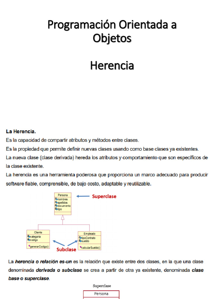00 TEMA 2 PARTE 1 -Programación II Herencia en POO | PDF | Herencia (Programación Orientada a ...