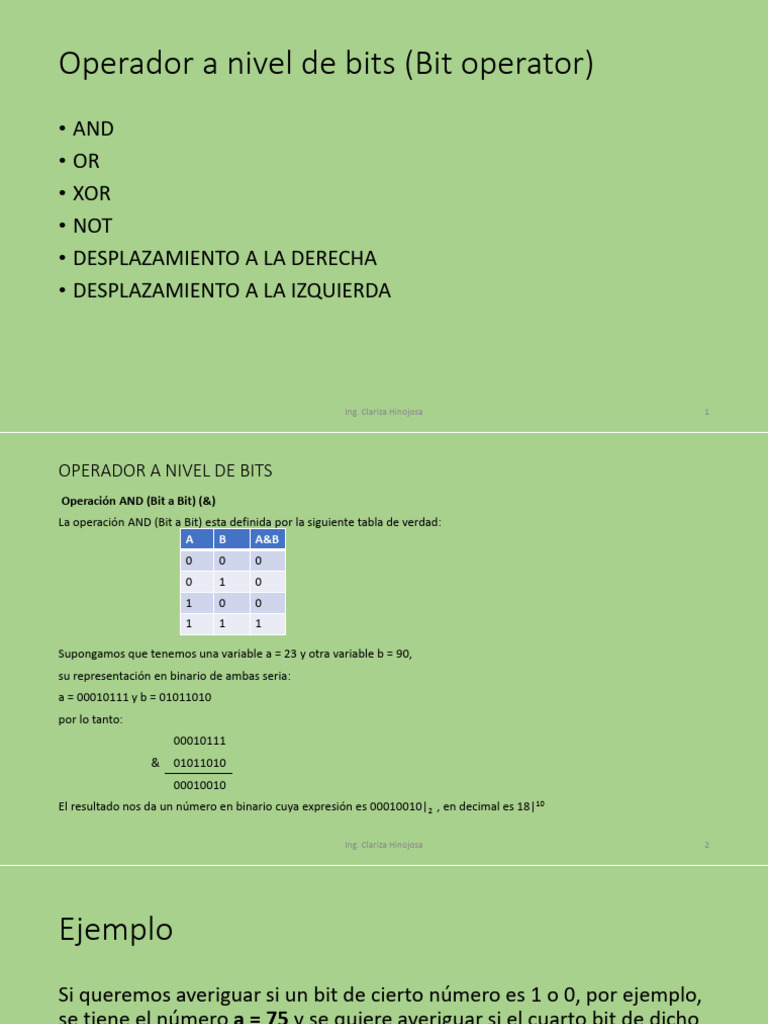 OPERADORES A NIVEL DE BITS | PDF | Poco | Matemáticas